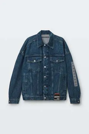 Alexander Wang Oversized Trucker Jacket With Graphic Detail - Deep Blue