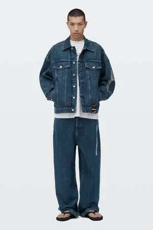 Alexander Wang Oversized Graphic Trucker Jacket - Deep Blue