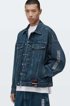 Alexander Wang Oversized Graphic Trucker Jacket - Deep Blue