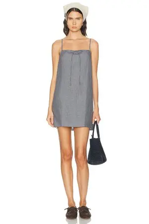 DEIJI STUDIOS Weave Mini Dress In Blue - Indigo Check