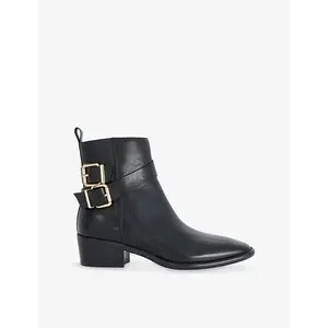 DUNE Pattin Buckle-embellished Leather Ankle Boots - Black Leather