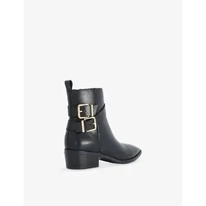 DUNE Pattin Buckle-embellished Leather Ankle Boots - Black Leather