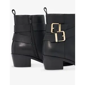 DUNE Pattin Buckle-embellished Leather Ankle Boots - Black Leather