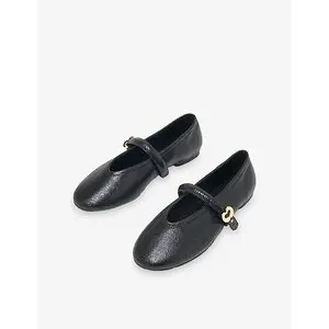 Maje Logo-buckle Lizard-embossed Leather Ballet Flats