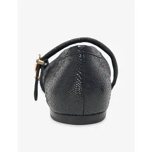 Maje Logo-buckle Lizard-embossed Leather Ballet Flats