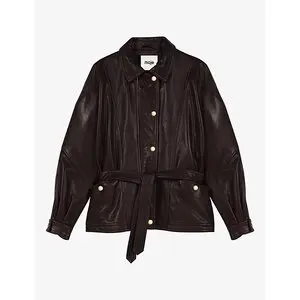 Maje Button-embellished Relaxed-fit Leather Jacket