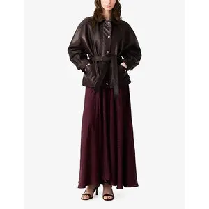 Maje Button-embellished Relaxed-fit Leather Jacket