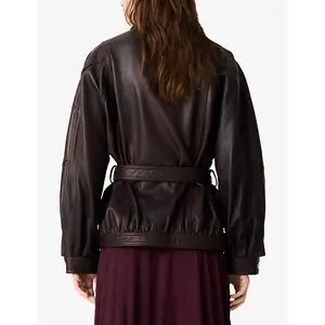 Maje Button-embellished Relaxed-fit Leather Jacket