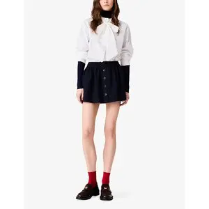 Maje Tailored Rhinestone-embellished Stretch-woven Mini Skirt