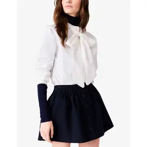 Maje Tailored Rhinestone-embellished Stretch-woven Mini Skirt
