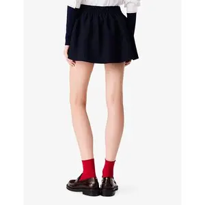 Maje Tailored Rhinestone-embellished Stretch-woven Mini Skirt