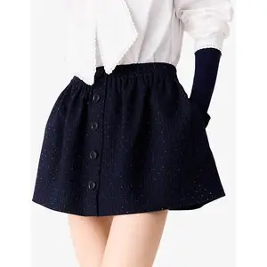 Maje Tailored Rhinestone-embellished Stretch-woven Mini Skirt