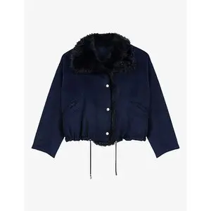 Maje Double-faced Contrast-collar Wool-blend Coat