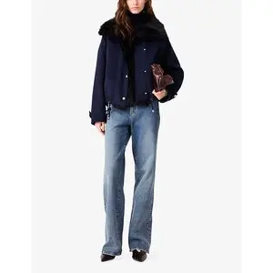 Maje Double-faced Contrast-collar Wool-blend Coat