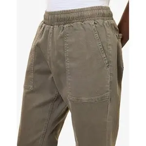 ARNE Carpenter Elasticated-waist Denim Trousers - Dark Olive
