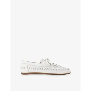 Steve Madden Samual Leather Boat Shoes - White