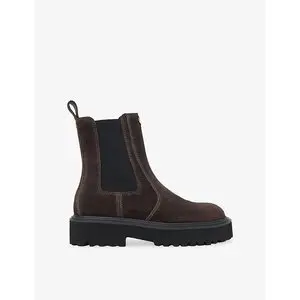 Maje Brand-plaque Suede Chelsea Boots
