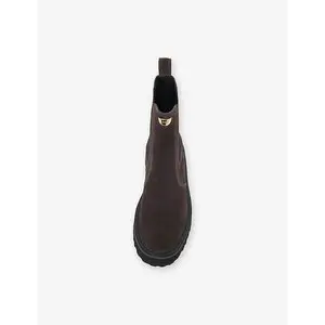 Maje Brand-plaque Suede Chelsea Boots