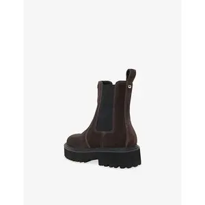 Maje Brand-plaque Suede Chelsea Boots