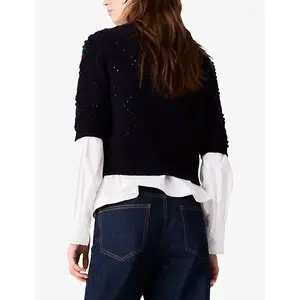 Maje Cherry-embroidered Bobble-knit Wool Jumper