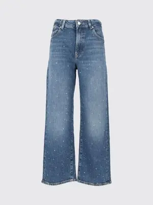 7 For All Mankind High-waisted Wide Leg Jeans In Denim With Rhinestone Application