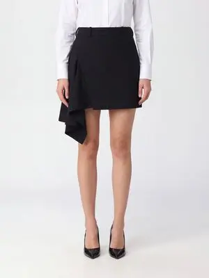 Givenchy Asymmetrical Wool Mini Pencil Skirt With Belt Loops