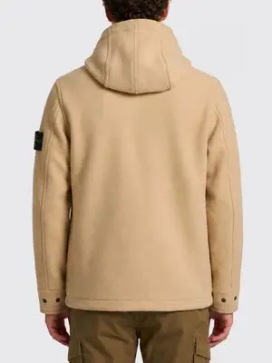 Stone Island Wool Duffle Coat With Hood And Compass Logo