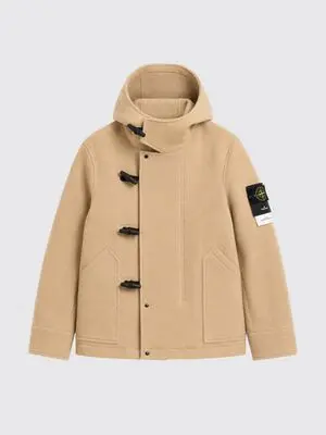 Stone Island Wool Duffle Coat With Hood And Compass Logo