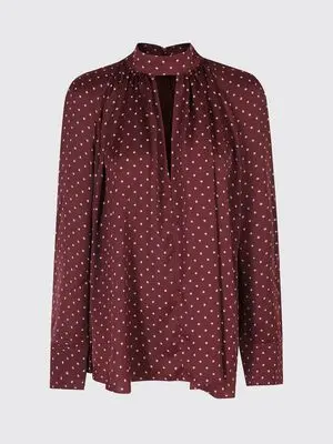 ROTATE BY BIRGER CHRISTENSEN Polka-dot Recycled Crêpe Blouse With High V-neck