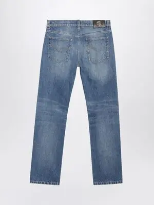 Versace Straight Fit Five-pocket Cotton Denim Jeans