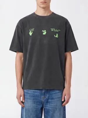 Off-White Cotton T-shirt With Back Arrow Logo Print