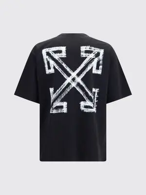 Off-White Cotton Crewneck T-shirt With Contrast Arrow Logo Print - Black