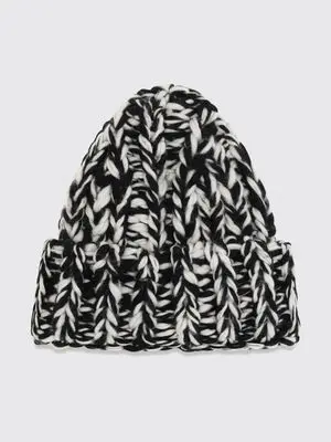 AMI Paris Bicolour Knit Wool Beanie With Cuffed Hem - Black