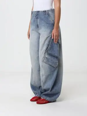 Alaïa Mid-rise Wide-leg Cargo Jeans In Cotton Denim - Navy