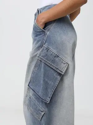 Alaïa Mid-rise Wide-leg Cargo Jeans In Cotton Denim - Navy