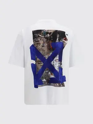 Off-White Cotton T-shirt With Graphic Print And Rear Arrow Logo