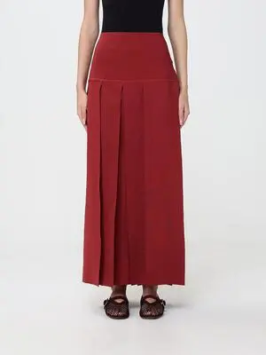 Alaïa High-waisted Pleated Knit Maxi Skirt In Viscose And Silk - Red
