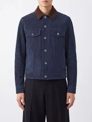 Loewe Suede Leather Overshirt With Corduroy Collar