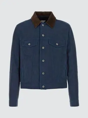 Loewe Suede Leather Overshirt With Corduroy Collar