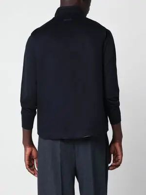 LARDINI High-neck Knitted Wool Gilet With Zip Closure - Blue