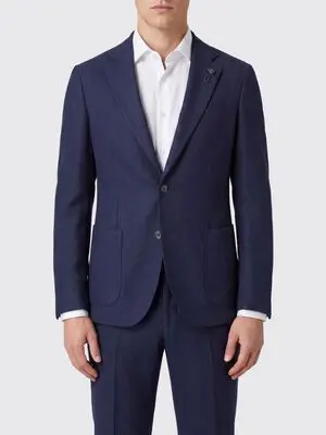 LARDINI Single-breasted Merino Wool Blazer With Two-button Closure - Blue