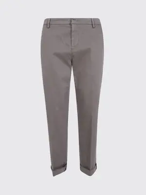 DONDUP Slim Fit Cuffed Stretch Cotton Chino Trousers - Grey