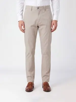 SLOWEAR Slim Fit Stretch Cotton Chino Trousers With Slash Pockets - Cocoa