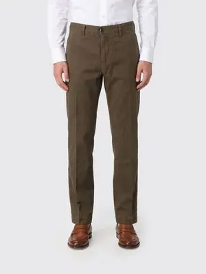SLOWEAR Slim Fit Stretch Cotton Chino Trousers With Slash Pockets - Green