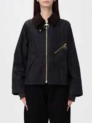 Barbour Arlene Pinstriped Waxed Cotton Shirt Jacket With Velvet Collar