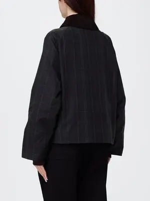 Barbour Arlene Pinstriped Waxed Cotton Shirt Jacket With Velvet Collar