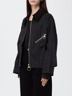 Barbour Arlene Pinstriped Waxed Cotton Shirt Jacket With Velvet Collar