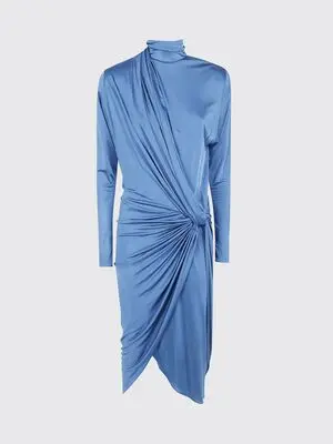 Balmain Asymmetric Draped High-neck Midi Dress In Jersey