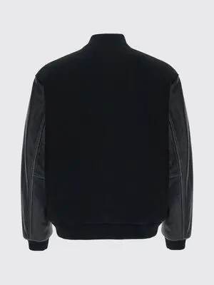 Emporio Armani College-style Wool And Leather Bomber Jacket With Eagle Logo