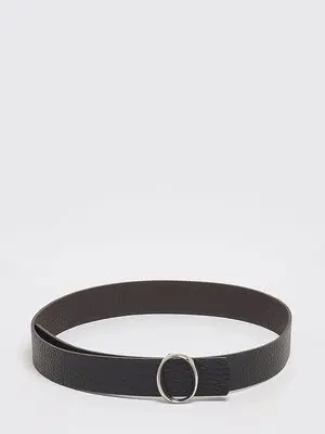 Orciani Adjustable Hammered Leather Belt With Interlocking Buckle - Dark
